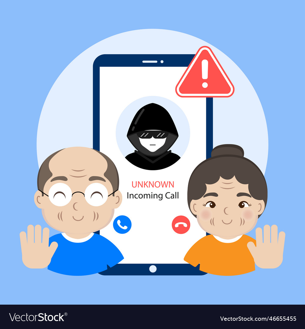 Senior warning phone call from unknown number Vector Image