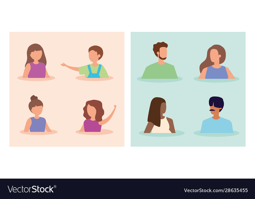 Set scenes young people and cute children Vector Image