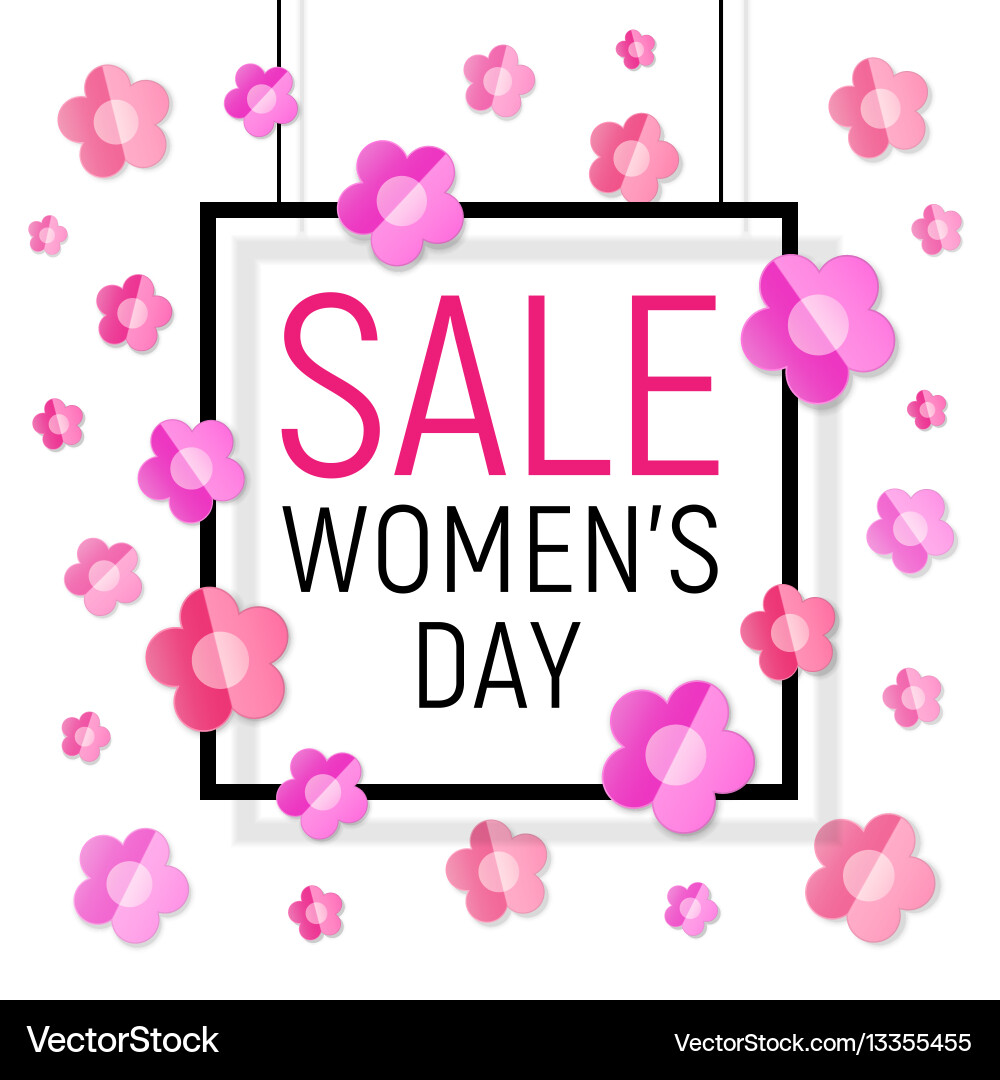 Spring sale text with frame paper flowers Vector Image