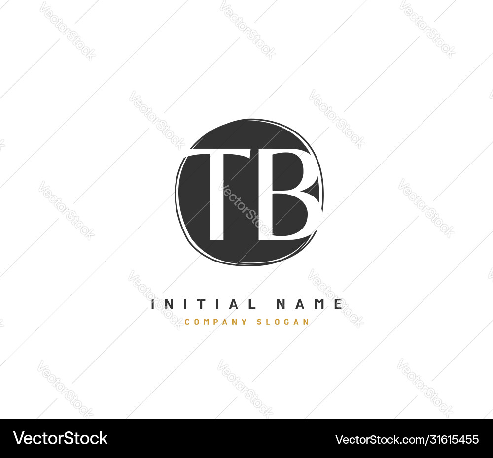 T b tb beauty initial logo handwriting Royalty Free Vector