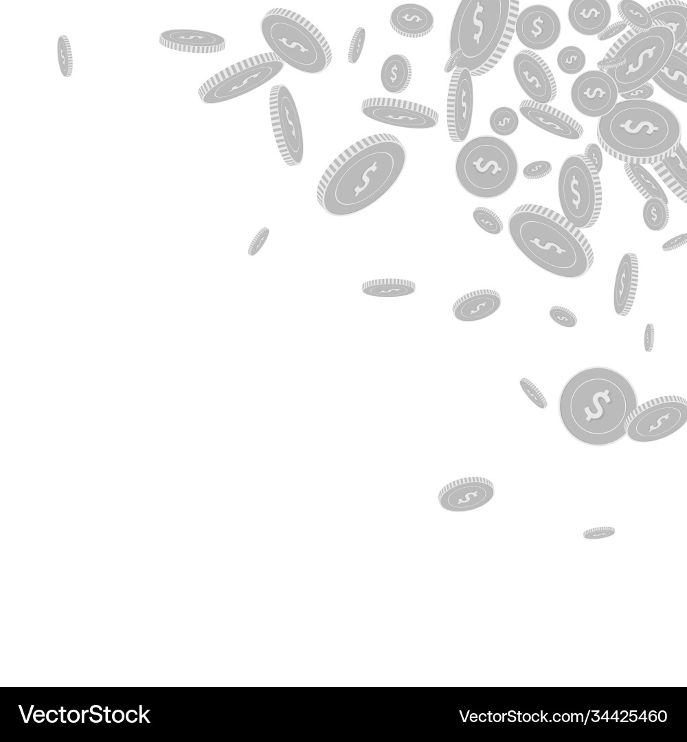 American dollar coins falling scattered black Vector Image