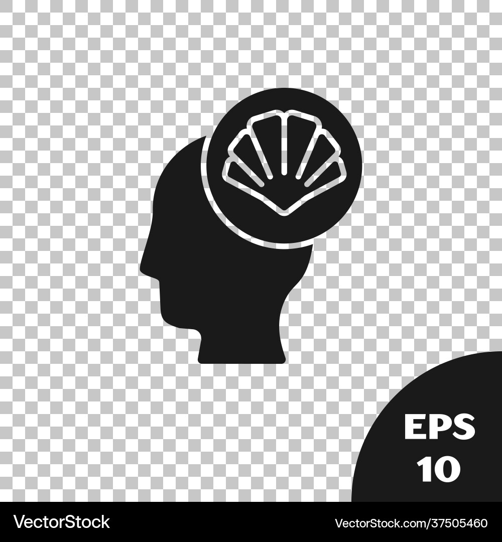 Black scallop sea shell icon isolated Royalty Free Vector