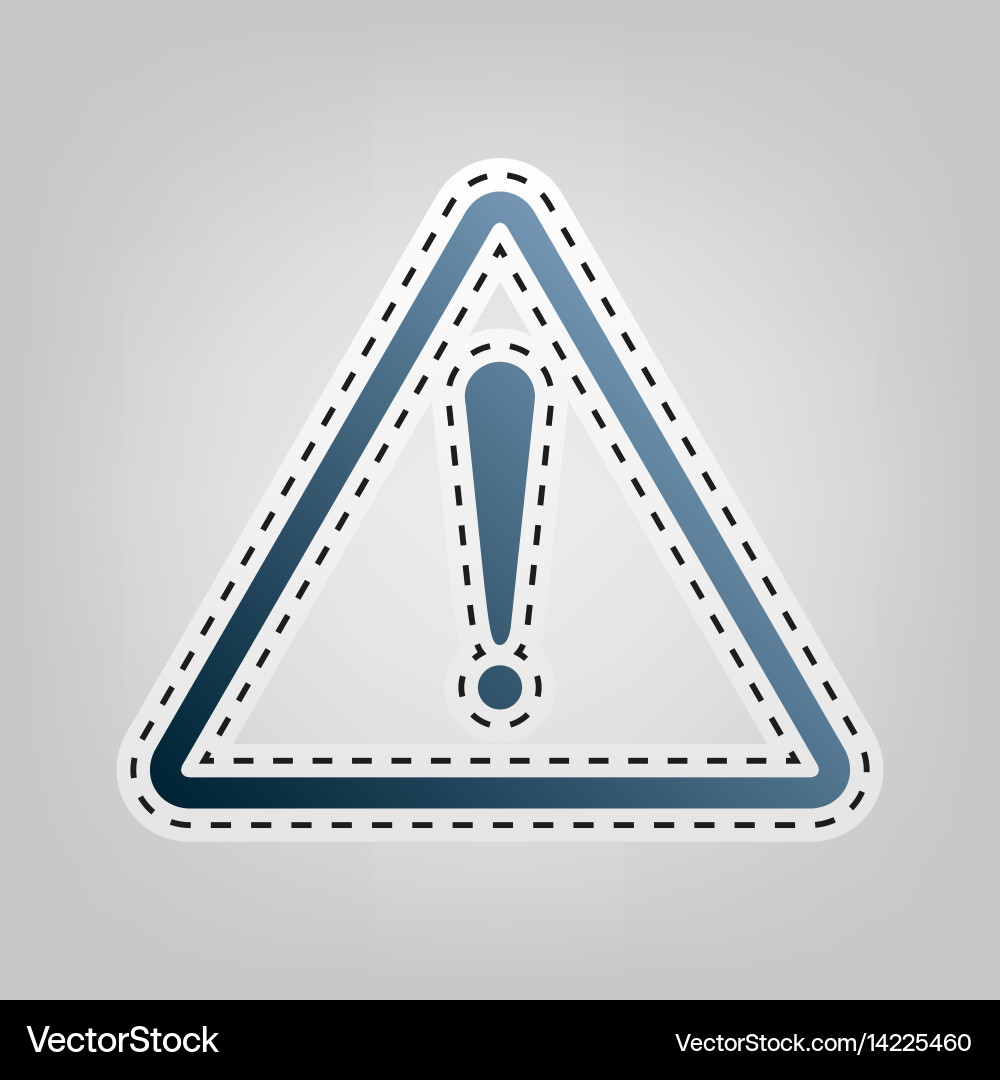 Exclamation danger sign flat style blue Royalty Free Vector