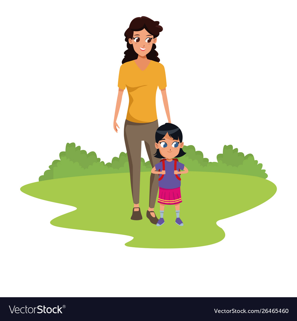 Family single mother with kid Royalty Free Vector Image