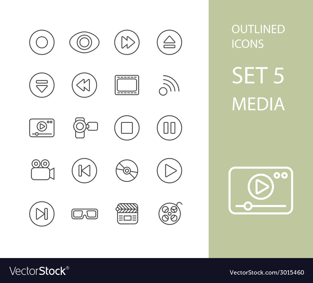 Outline icons thin flat design modern line stroke Vector Image