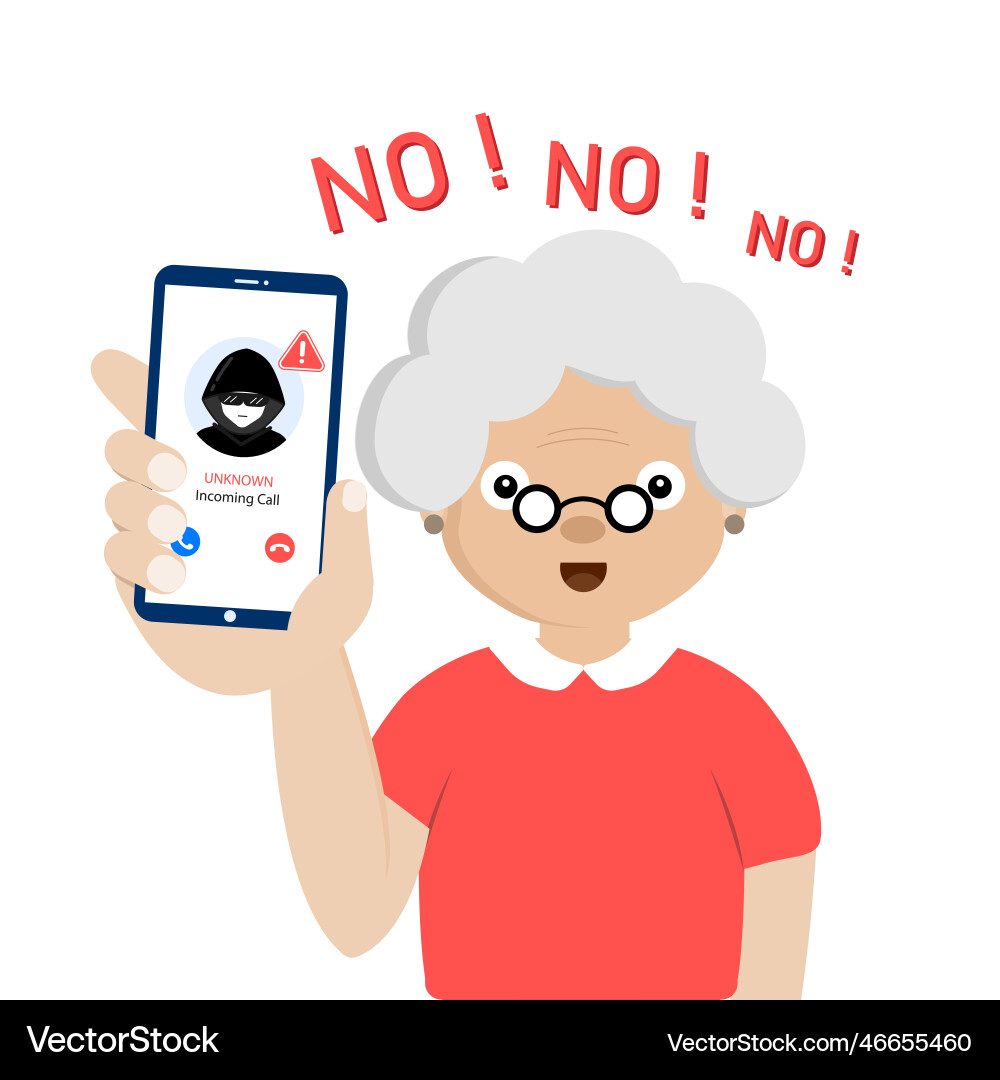 Senior warning phone call from unknown number Vector Image