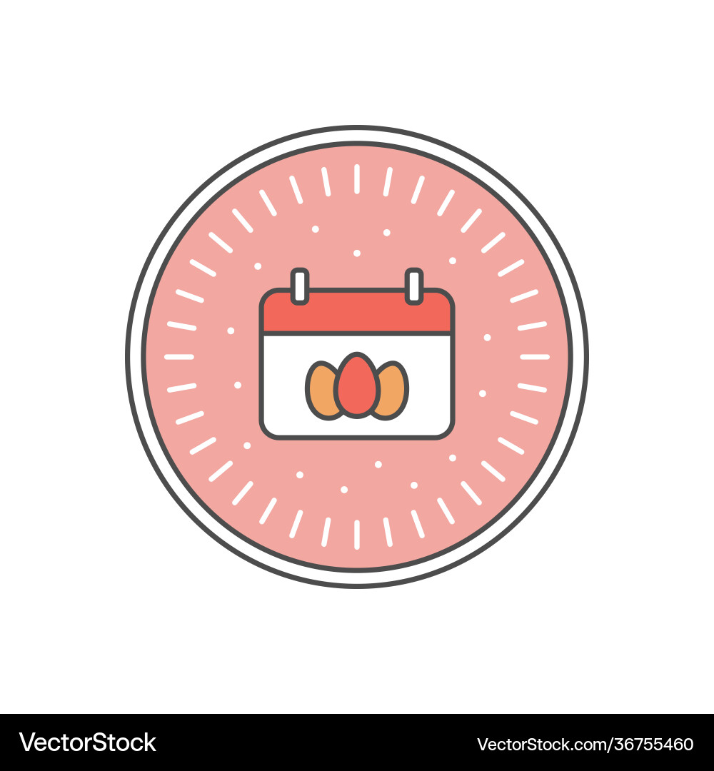 Simple linear easter icon flip calendar Royalty Free Vector