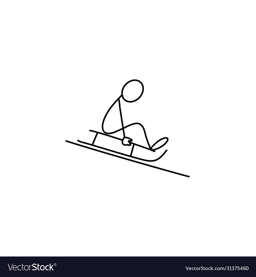 Stick Figure Man Sledging Down Royalty Free Vector Image