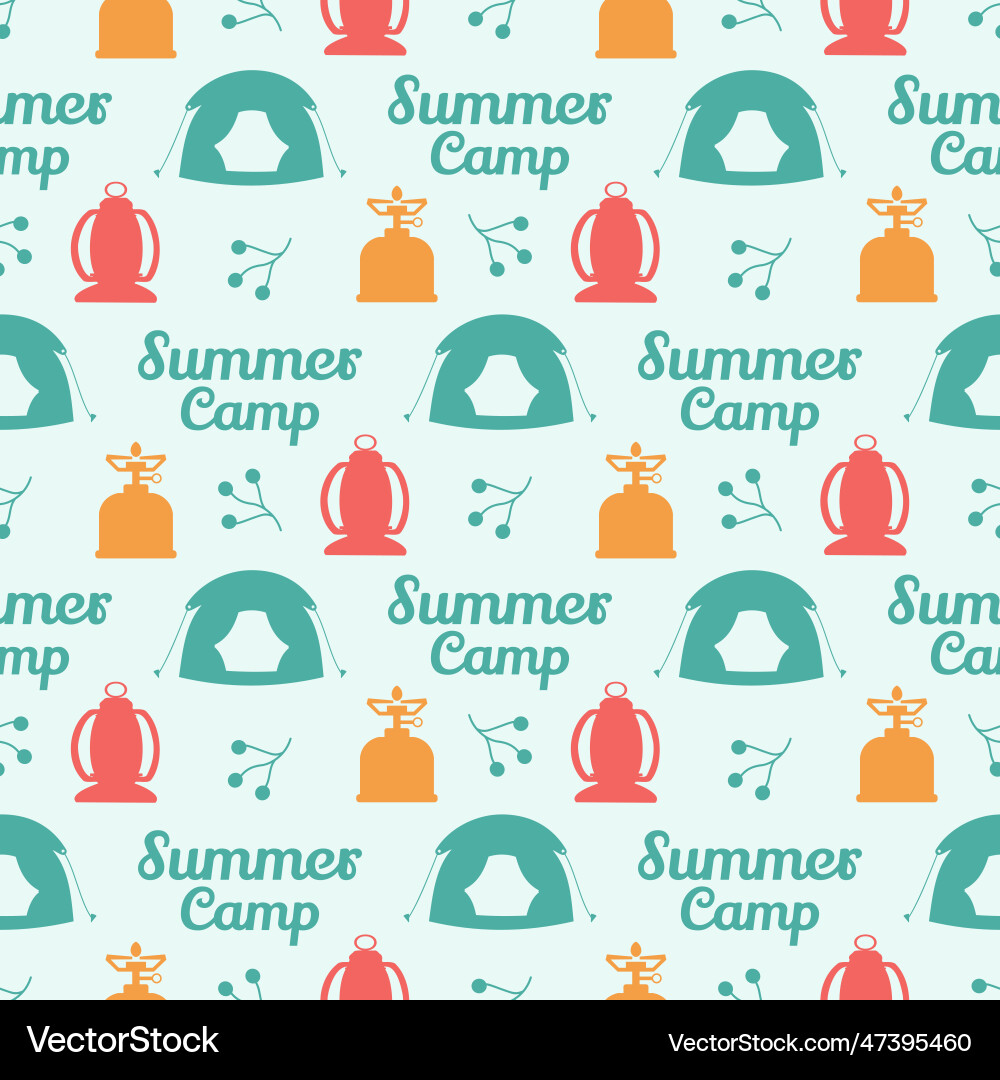 Summer camp seamless pattern design of camping Vector Image