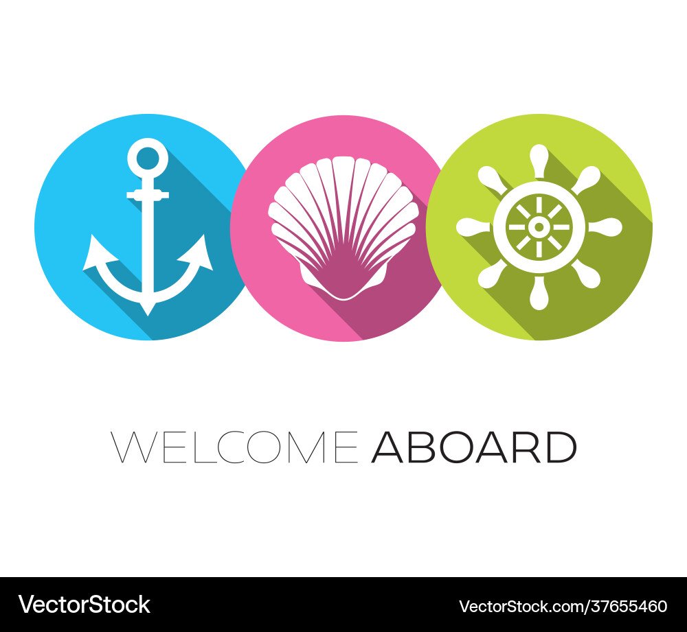 Welcome aboard design with marine icons Royalty Free Vector