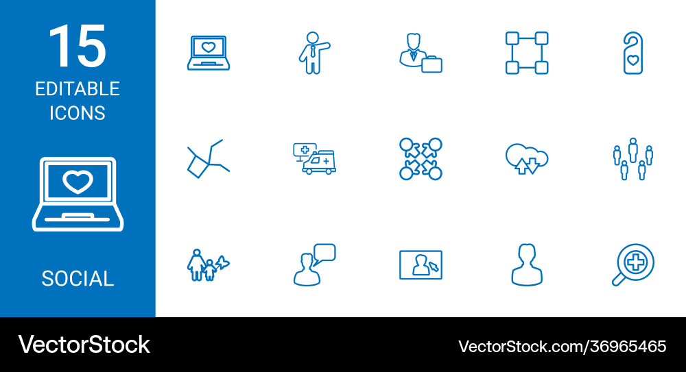 15 social icons Royalty Free Vector Image - VectorStock