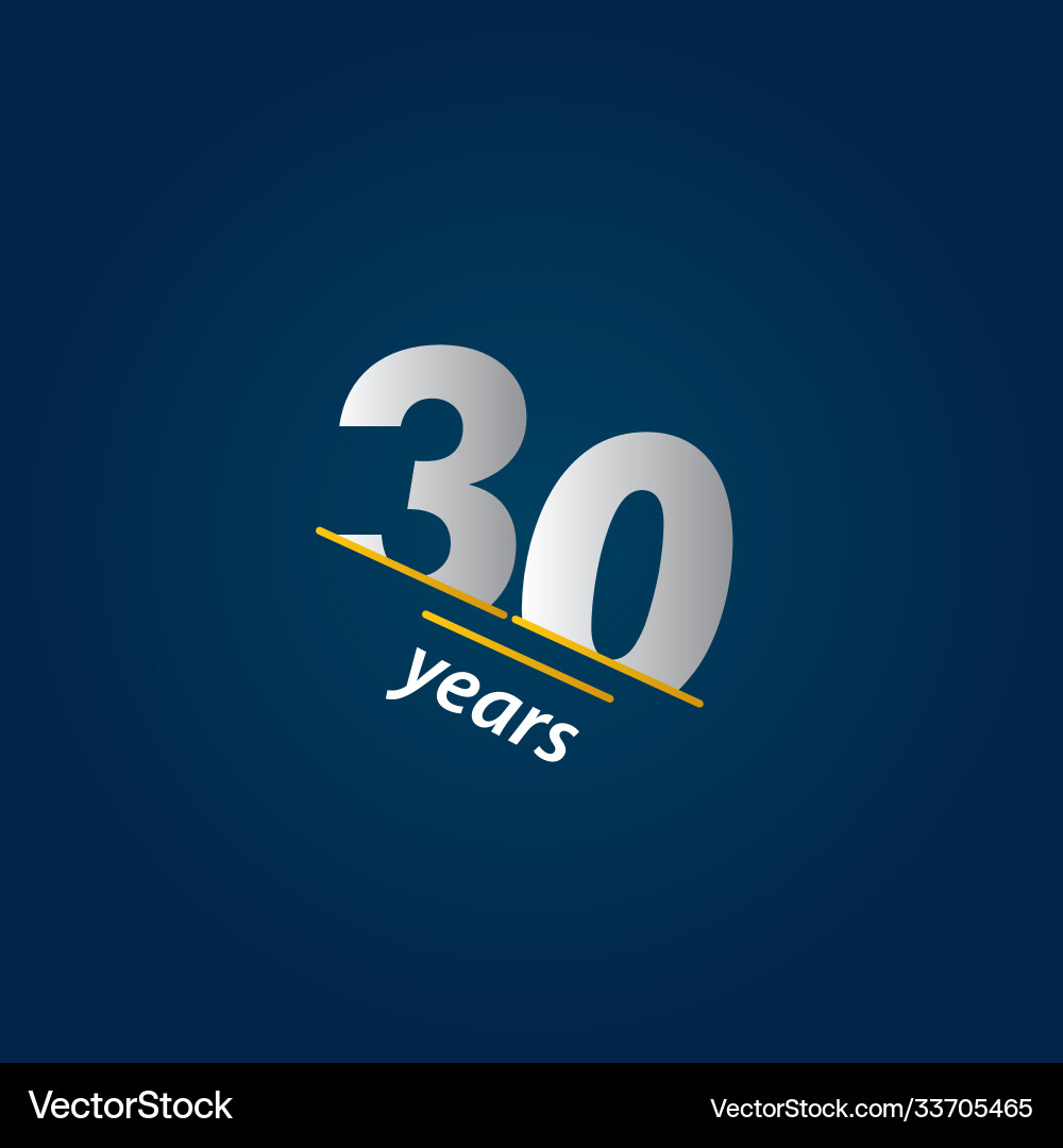 30 years anniversary celebration blue and white Vector Image