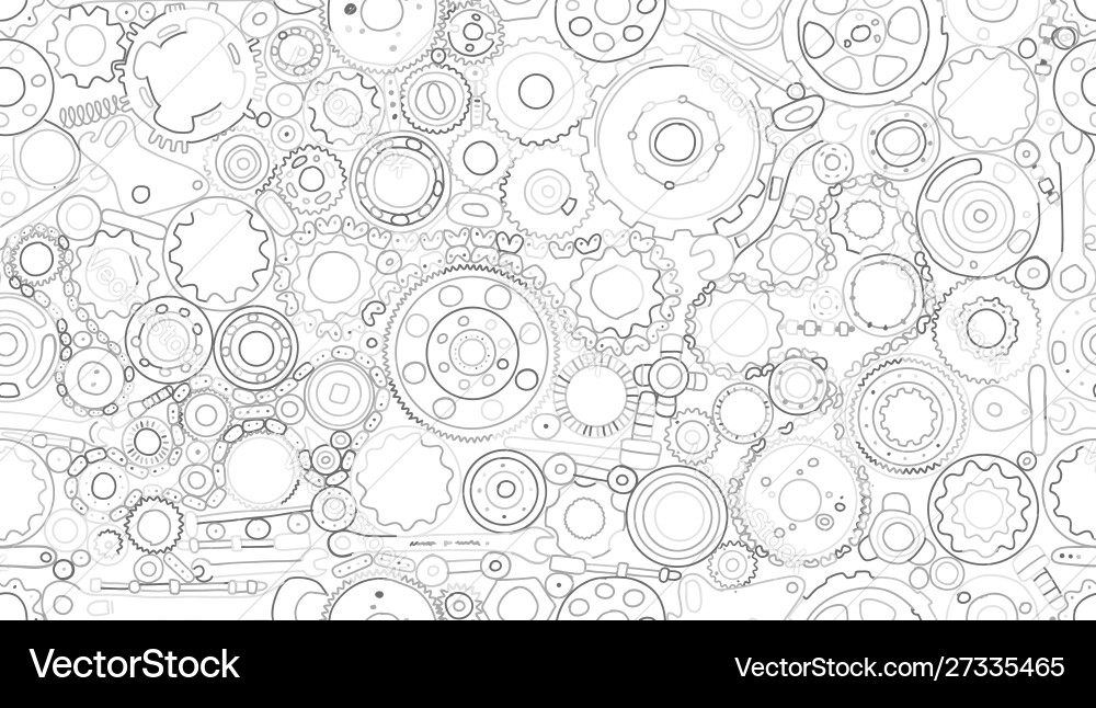 Auto spare parts and gears seamless pattern Vector Image