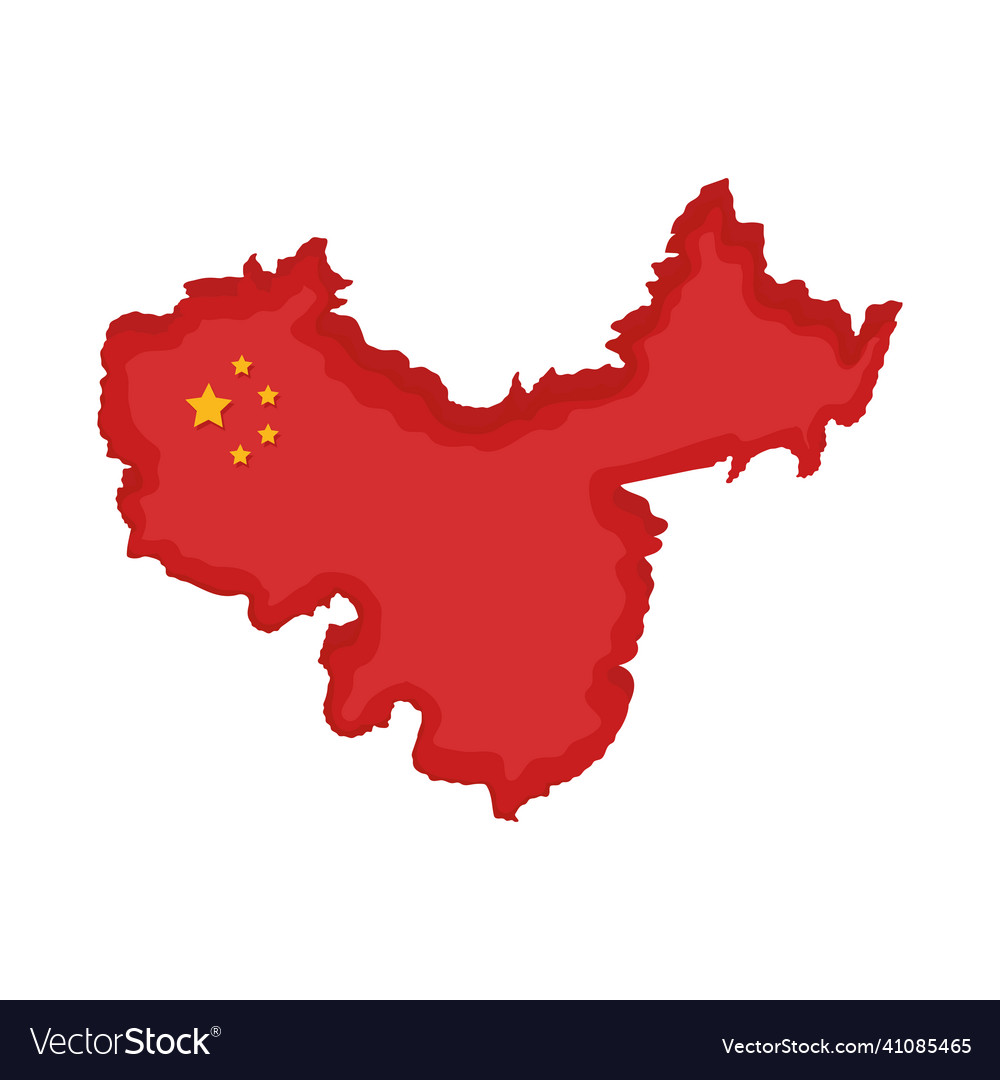 Chinese flag in map Royalty Free Vector Image - VectorStock