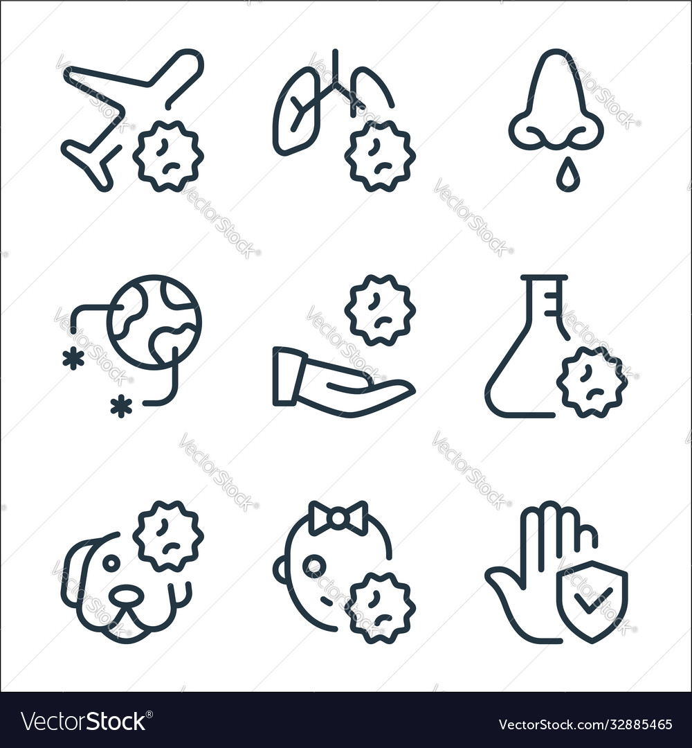 Coronavirus line icons linear set quality line Vector Image