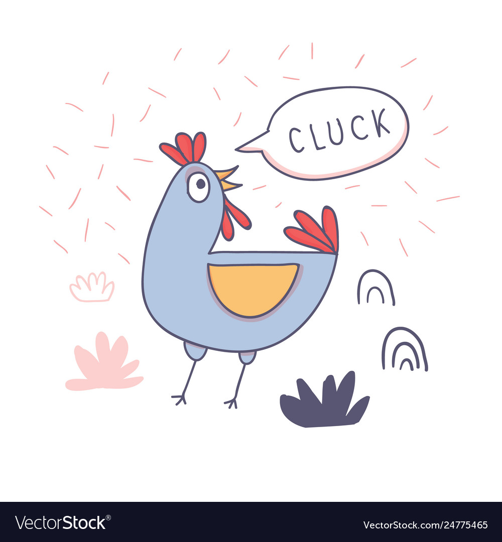 Cute cartoon rooster with love emoji doodle Vector Image