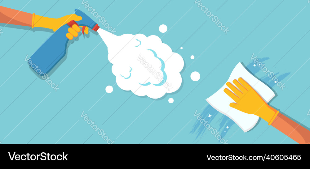 Disinfect spray with cloth for sanitize in hand Vector Image
