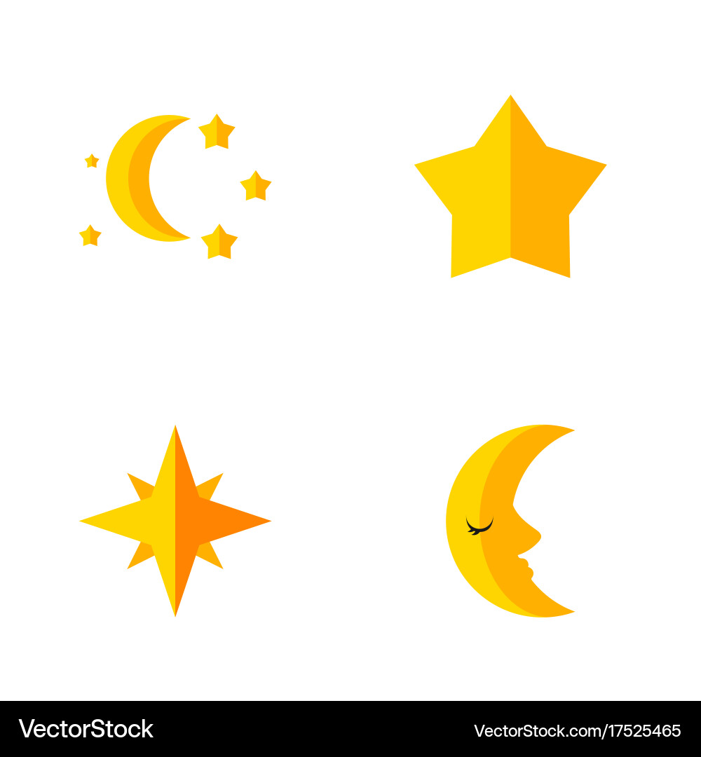 Flat icon bedtime set of moon asterisk bedtime Vector Image