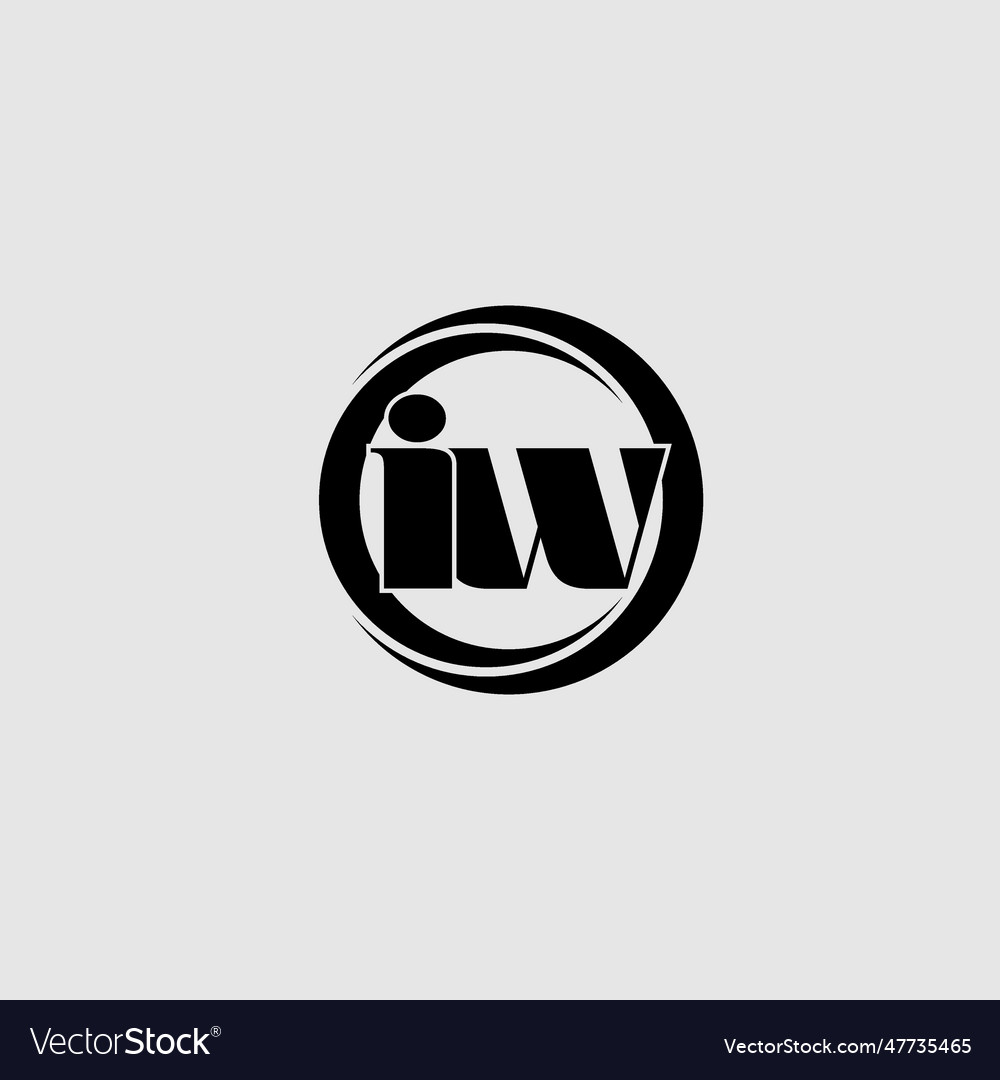 Letters iw simple circle linked line logo Vector Image