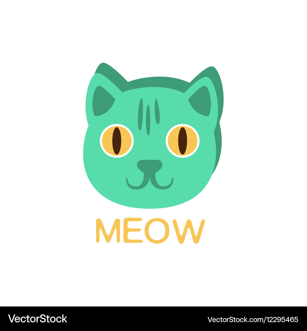 Meow and cat face word and corresponding Vector Image