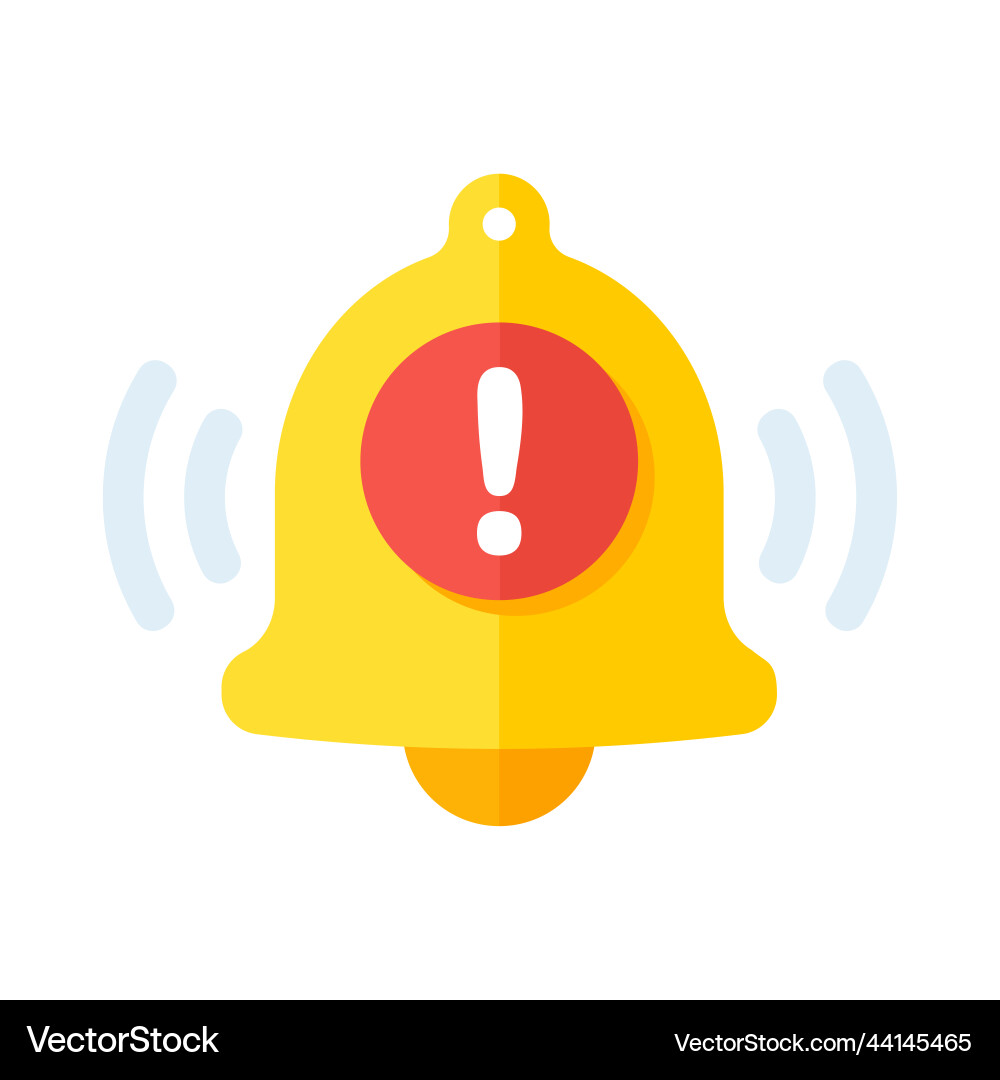 Notification the golden bell vibrating loudly Vector Image