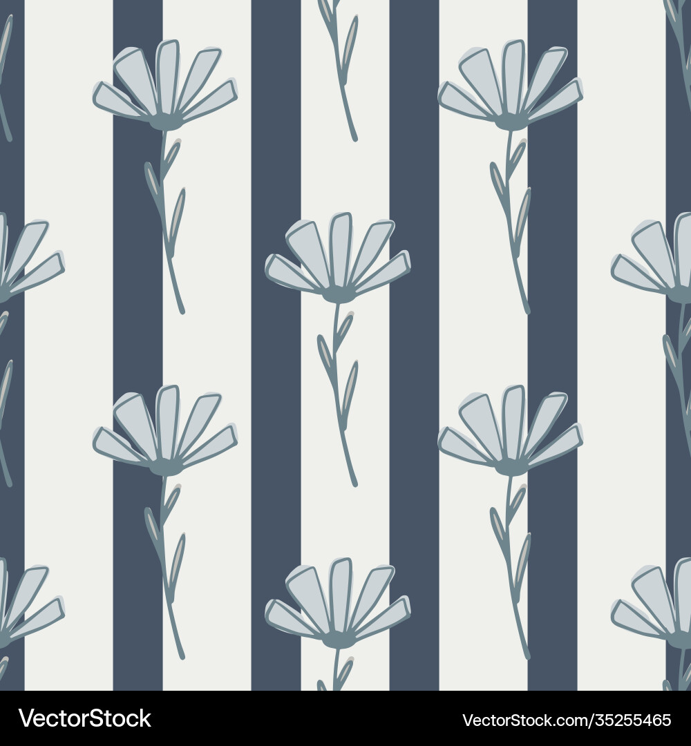 Seamless pattern with cute outline nature flowers Vector Image