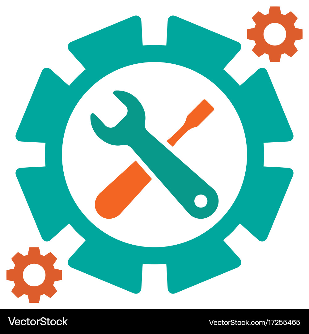 Service tool icons with gear and spanner Vector Image