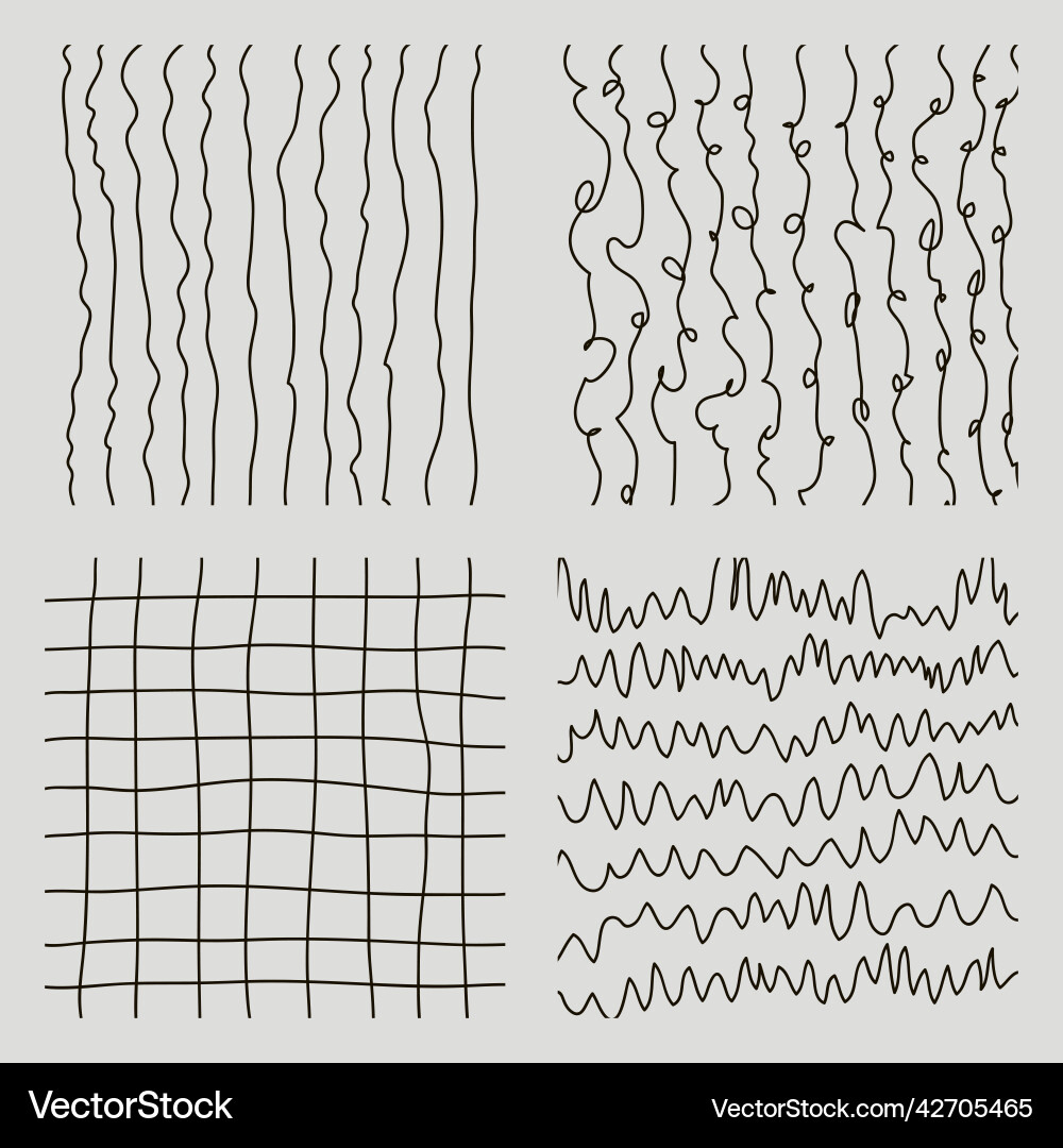 Set of hand drawn textured seamless patterns Vector Image