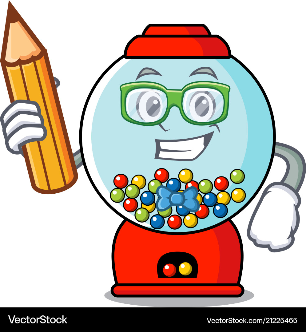 Student gumball machine character cartoon Vector Image