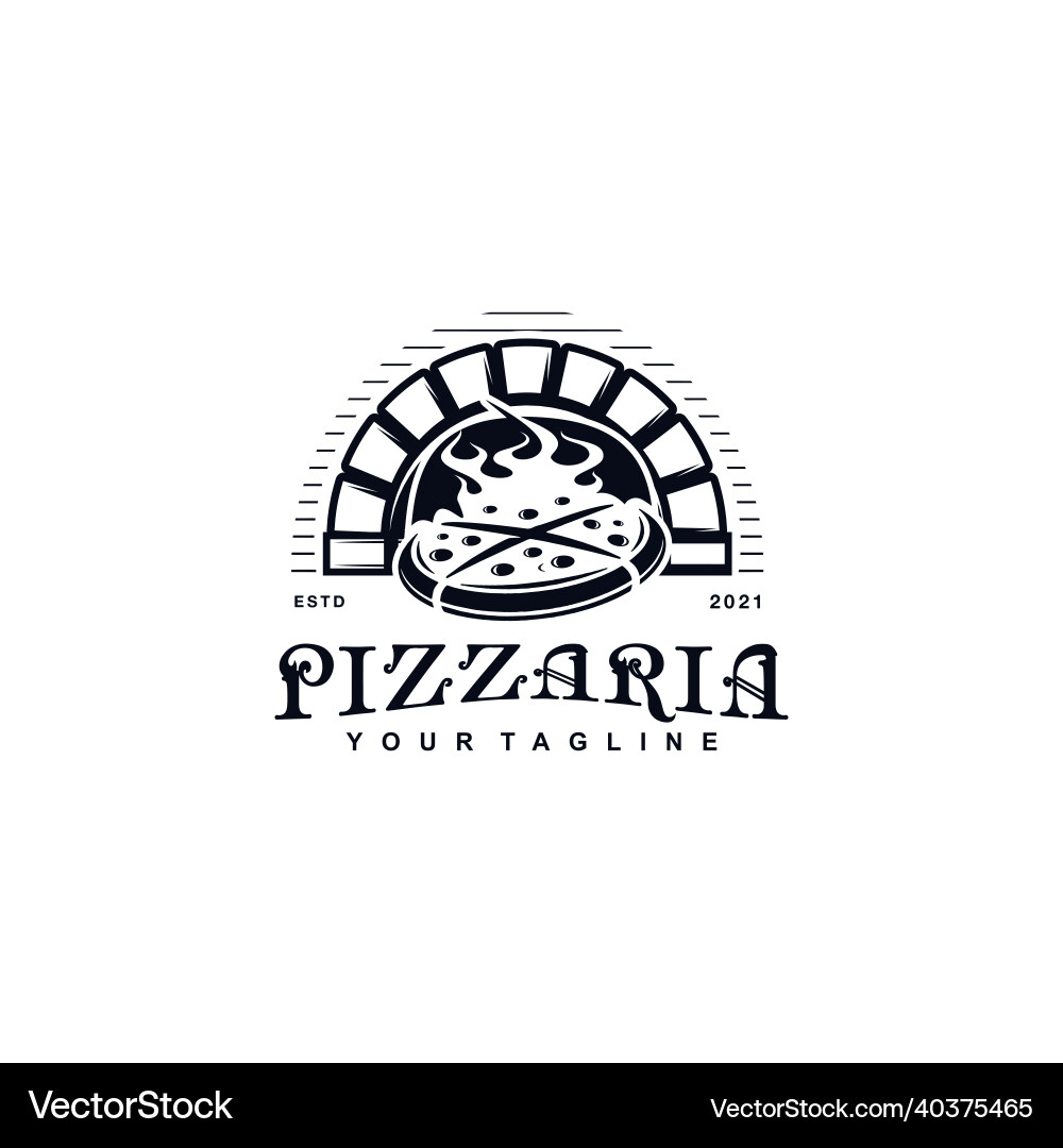 Vintage retro rustic stamp label pizza logo Vector Image