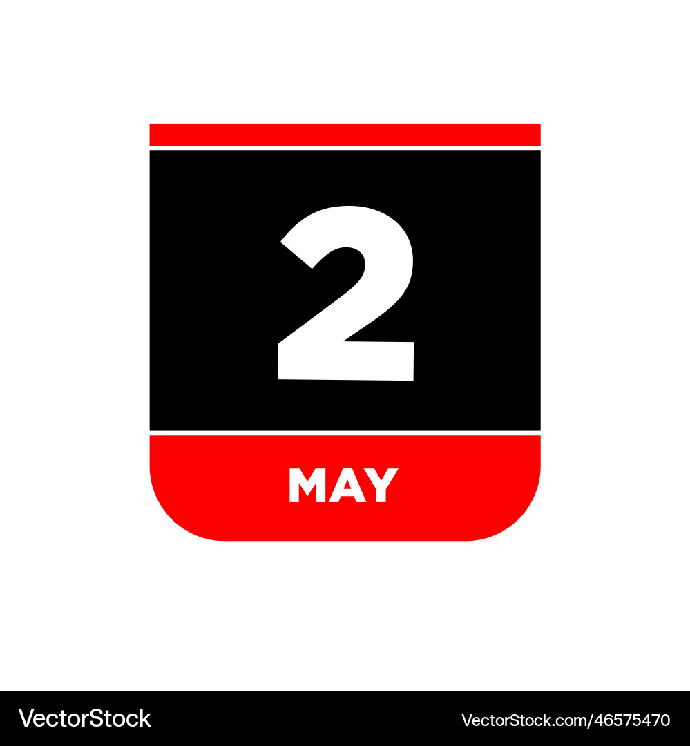 2nd may calendar page 2 may icon Royalty Free Vector Image