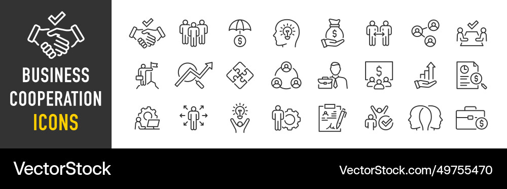 Business cooperation web icons in line style Vector Image