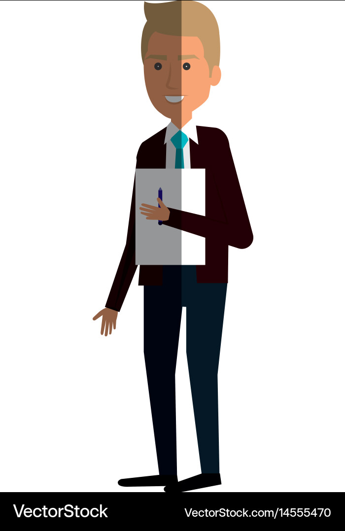 Businessman with documents avatar character icon Vector Image