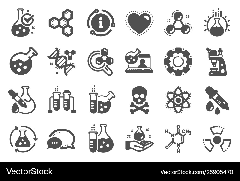 Chemistry lab icons chemical formula microscope Vector Image