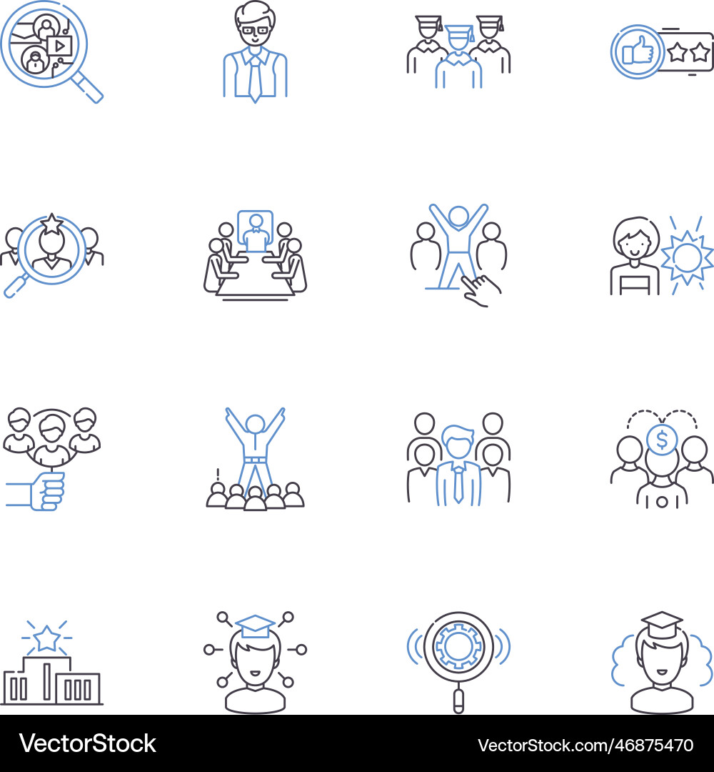 Drill and organization line icons collection Vector Image