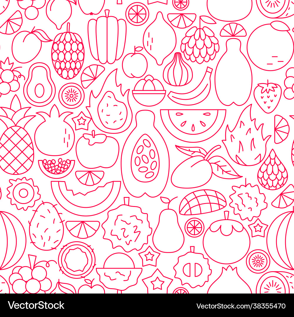 Exotic fruit line seamless pattern Royalty Free Vector Image