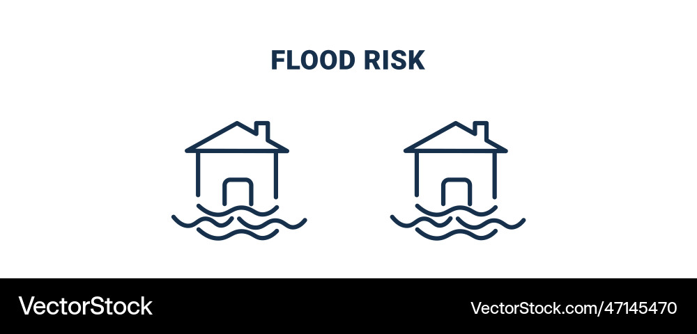 Flood risk icon outline and filled risk Royalty Free Vector