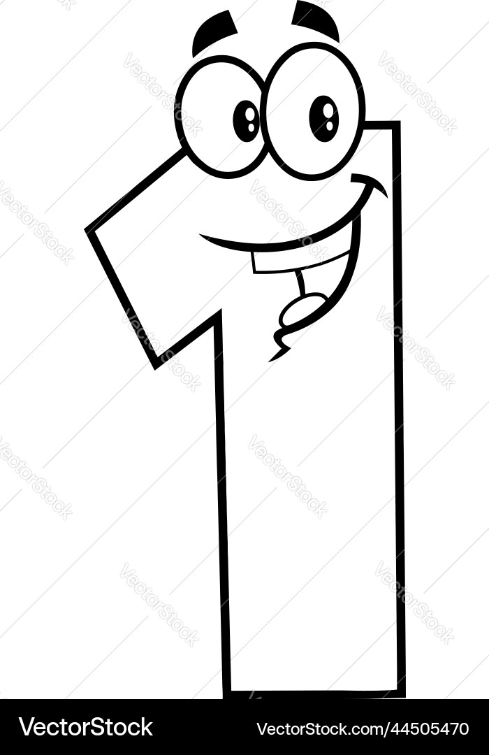 Funny Number One Cartoon Royalty Free Vector Image