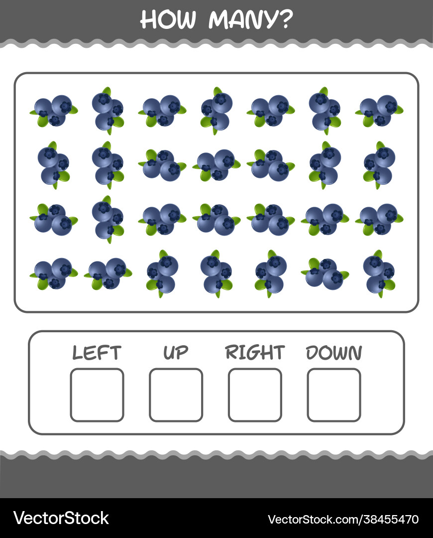 How many cartoon blueberry counting game Vector Image