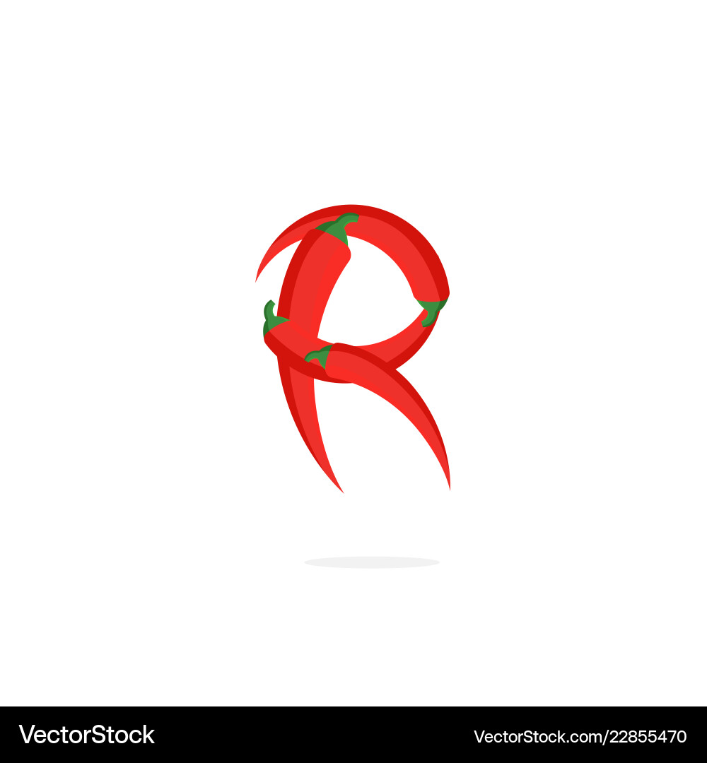 Logo red chili pepper letter r Royalty Free Vector Image
