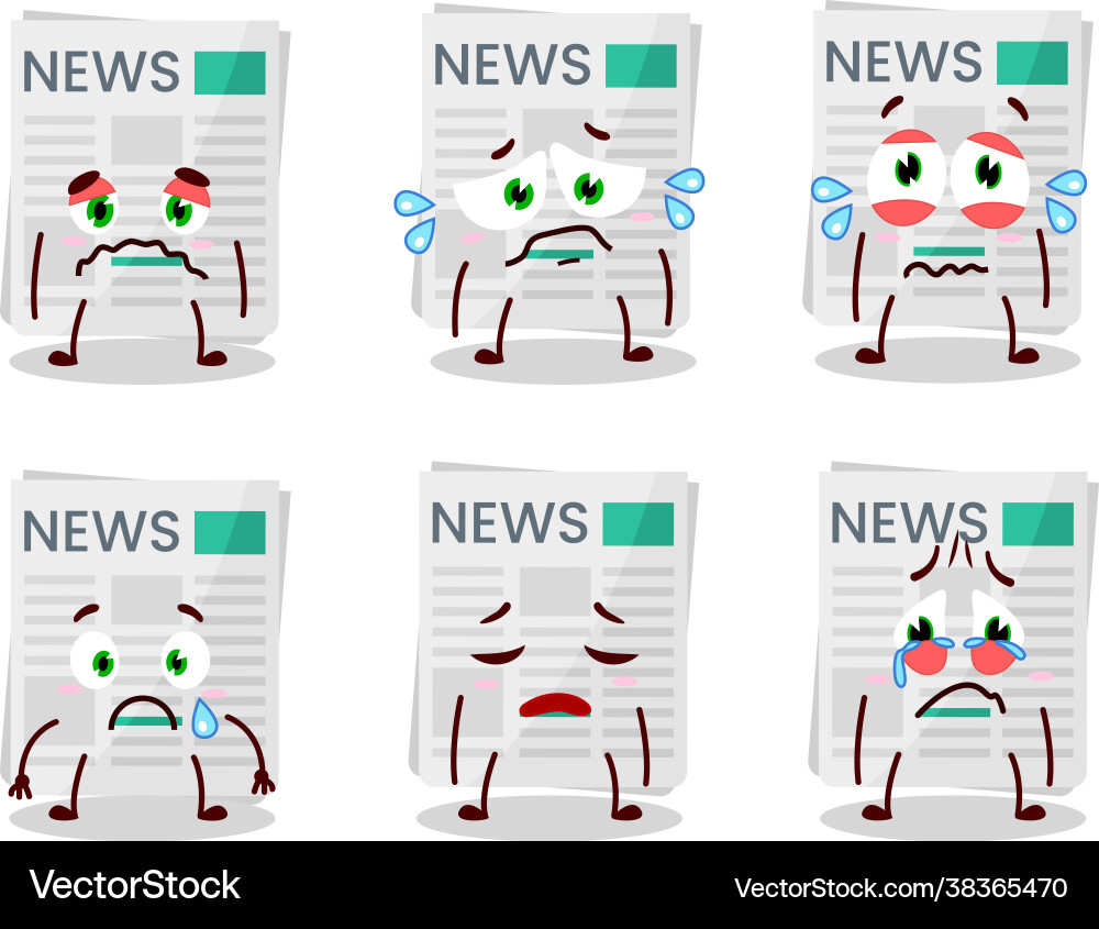 Newspaper cartoon in character with sad expression