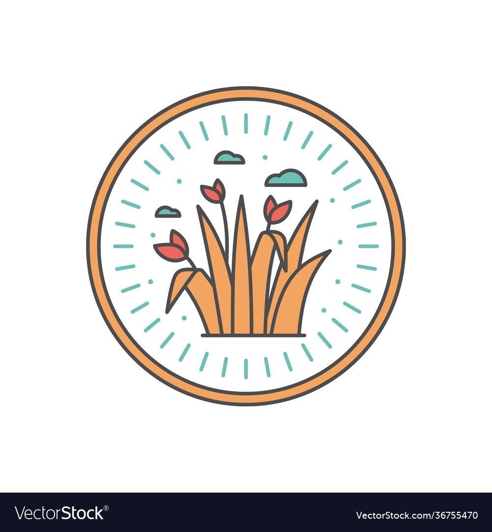 Simple linear easter icon grass and spring Vector Image