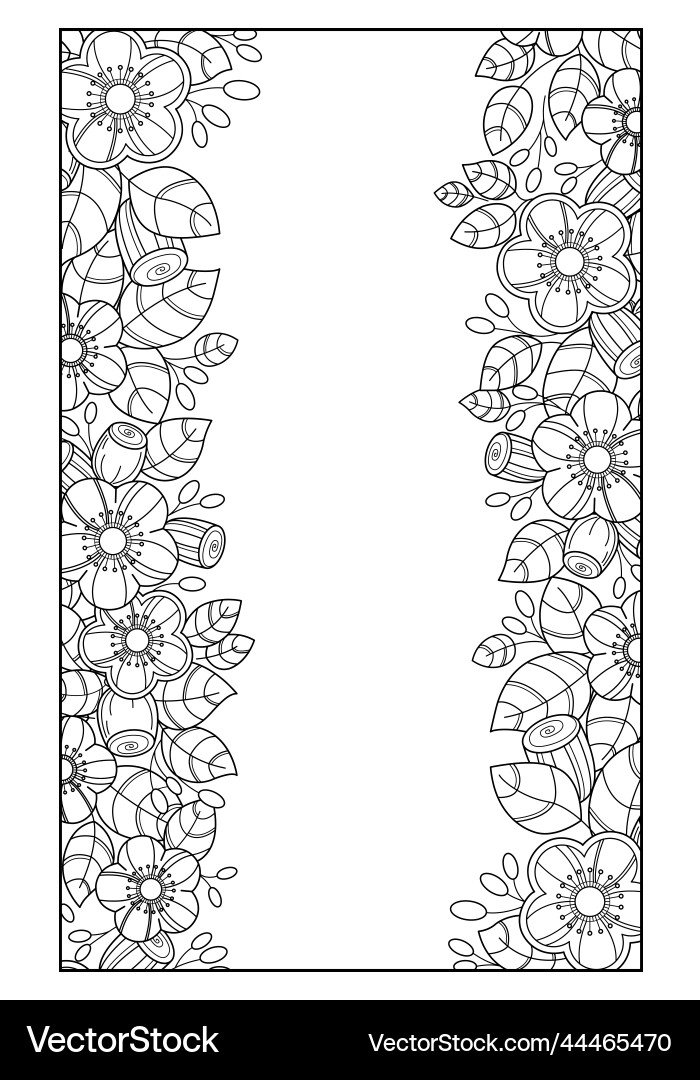 Vertical borders of black and white floral pattern