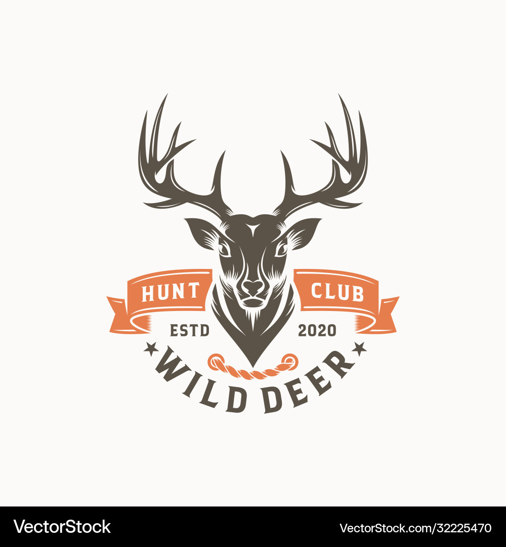 Vintage wild nature deer Royalty Free Vector Image