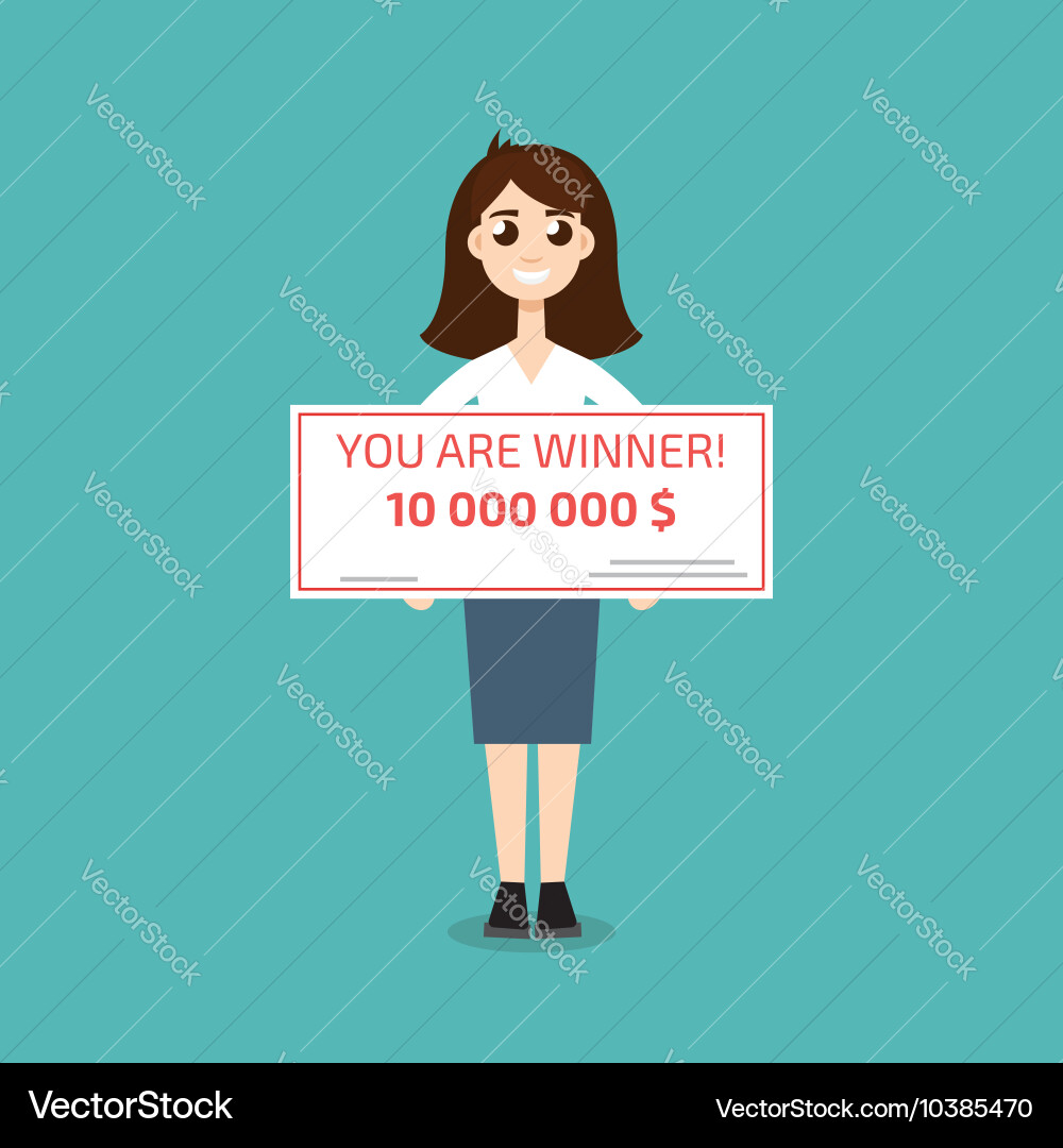 You are winner man holding check Royalty Free Vector Image