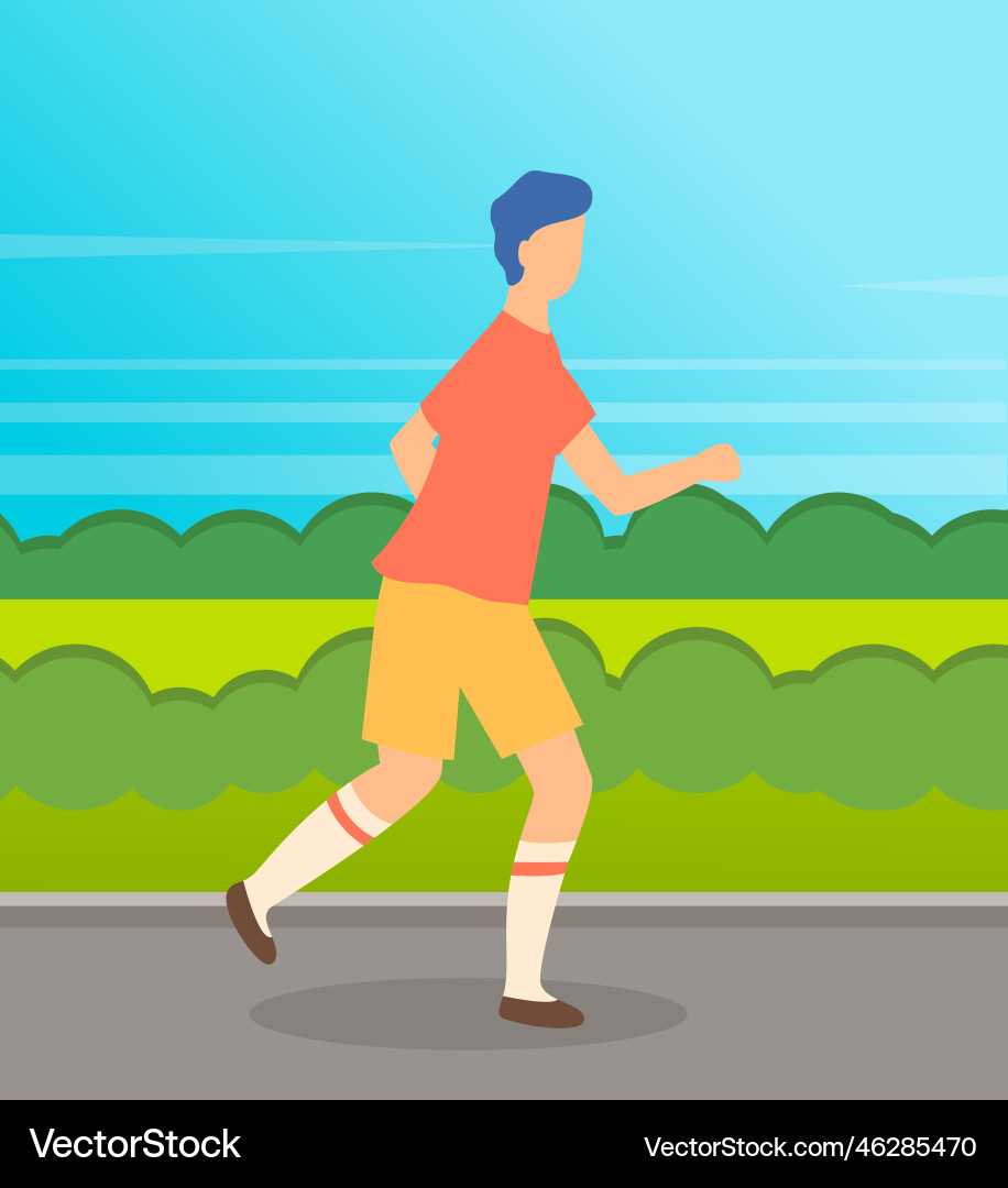 Young sportive guy running man training to run Vector Image