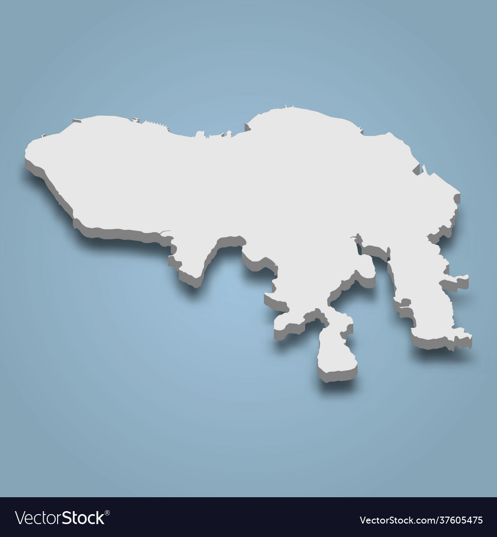 3d isometric map hong kong island Royalty Free Vector Image