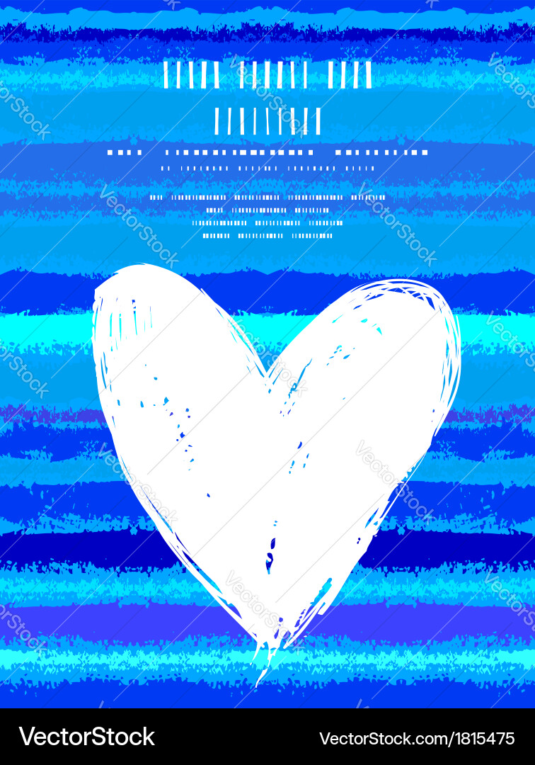 Card with hand drawn heart on striped background Vector Image