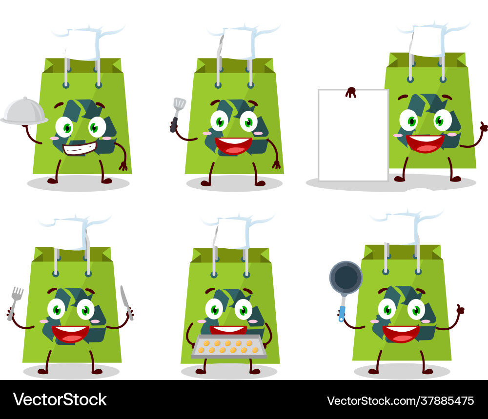 Cartoon character recycle bag with various Vector Image