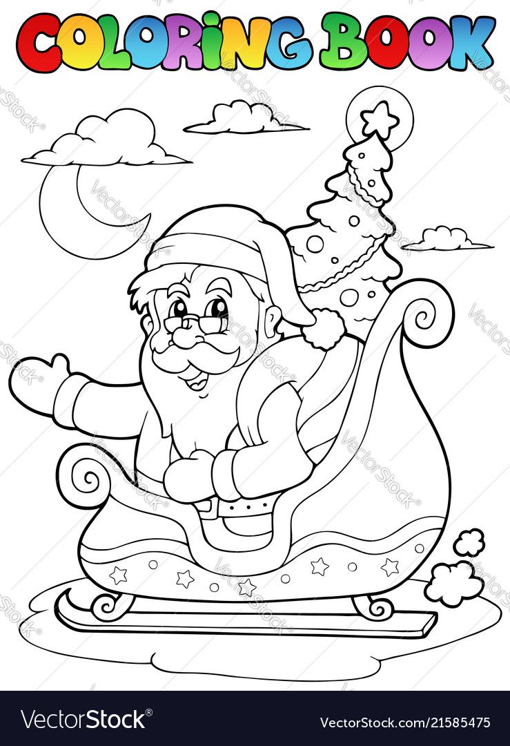 Coloring book santa claus theme 8 Royalty Free Vector Image